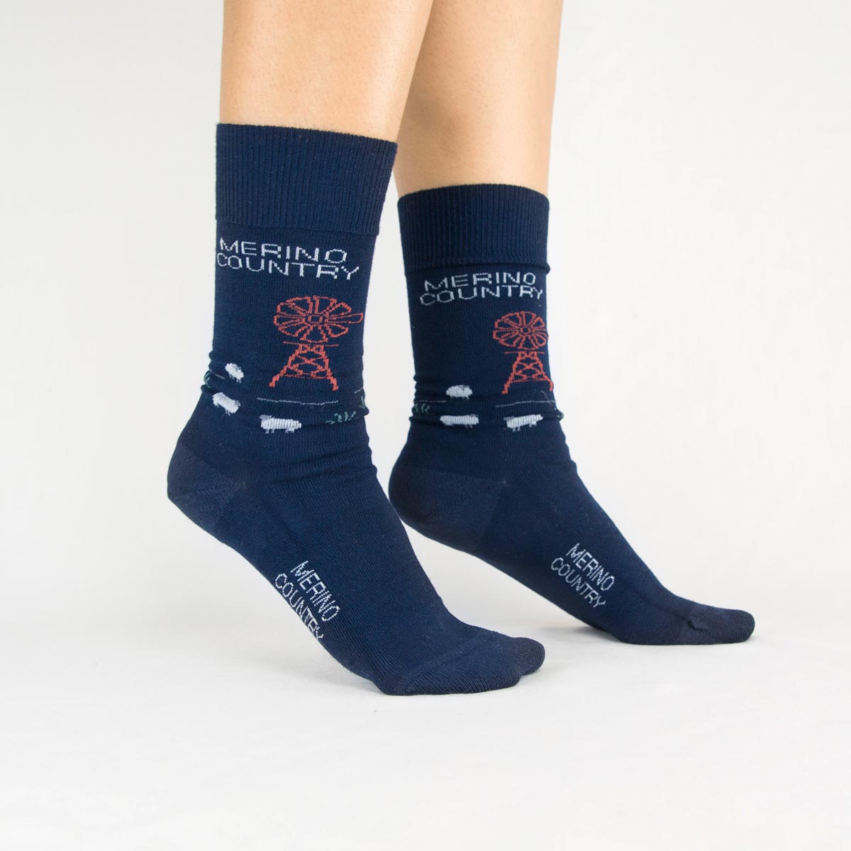 Merino Country Socks with Sheep and Windmill | Merino Blend Socks